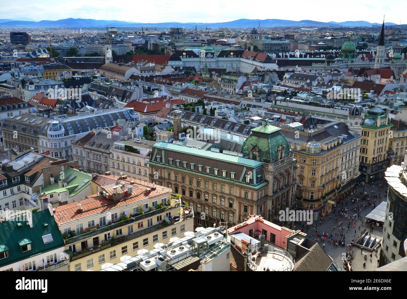 Aerial view of the rooftops of Viennas downtown. Vienna, Austria Stock ...