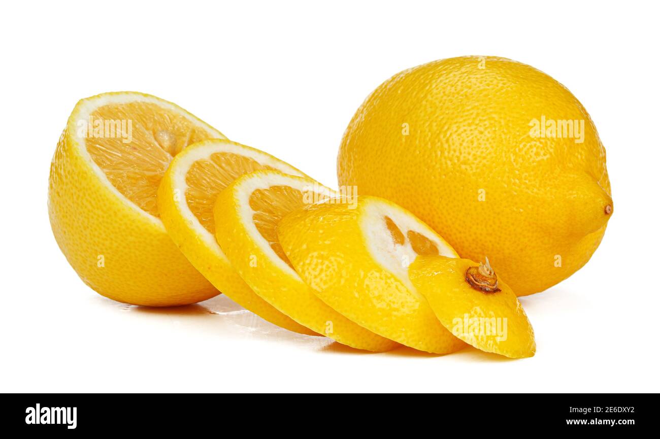 Chopped lemon fruit isolated on white background Stock Photo - Alamy