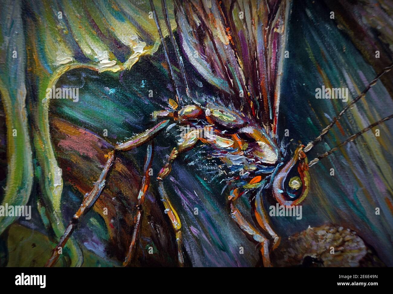 Art, painting, backgrounds for design ,Oil color ,Insect growth , Night ...
