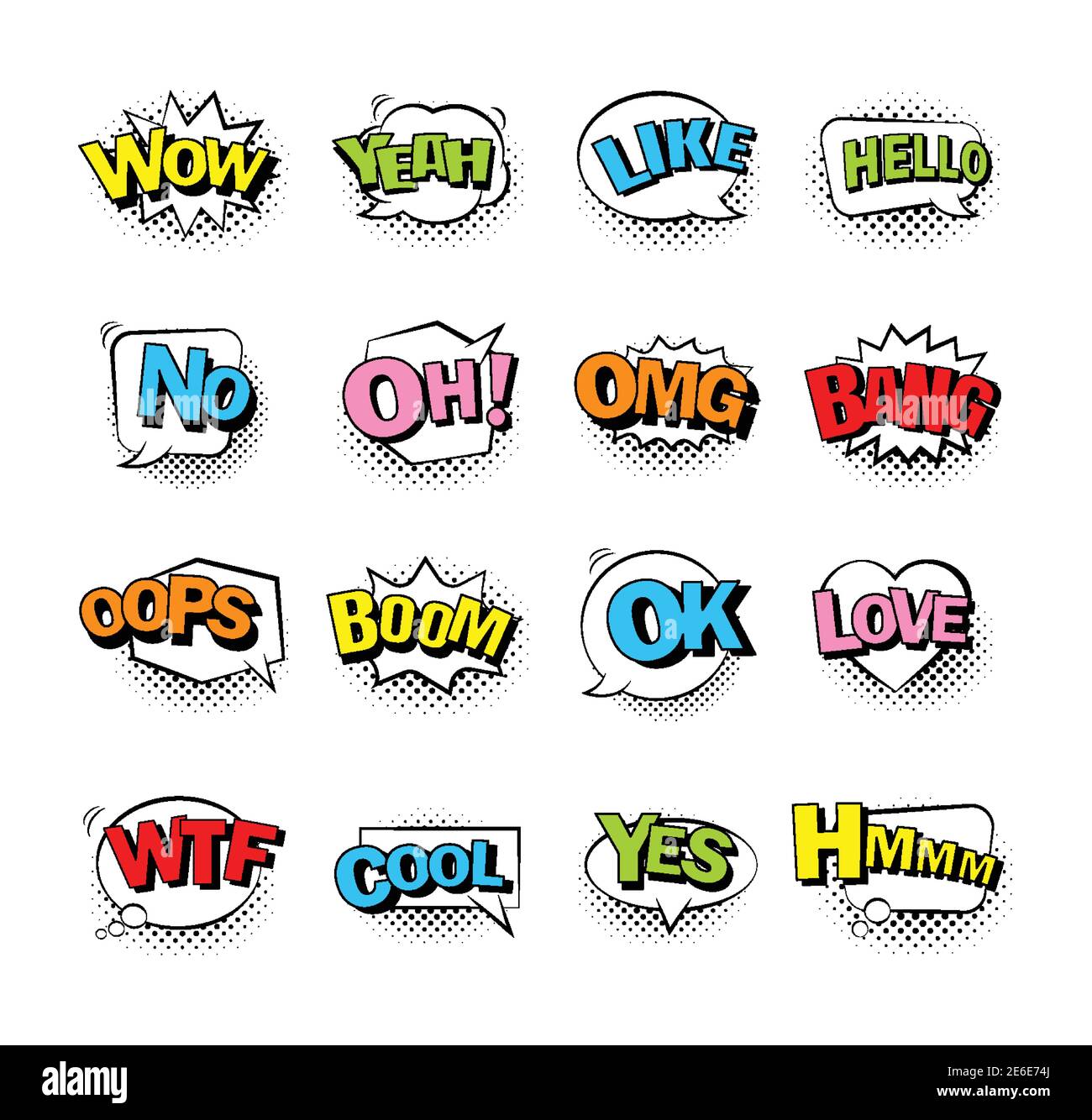 Comic bubble speech with halftone shadow and text. Comic sound effect ...