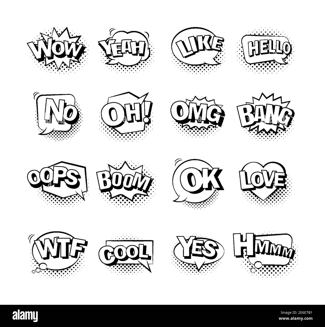 Comic bubble speech with halftone shadow and text. Comic sound effect ...