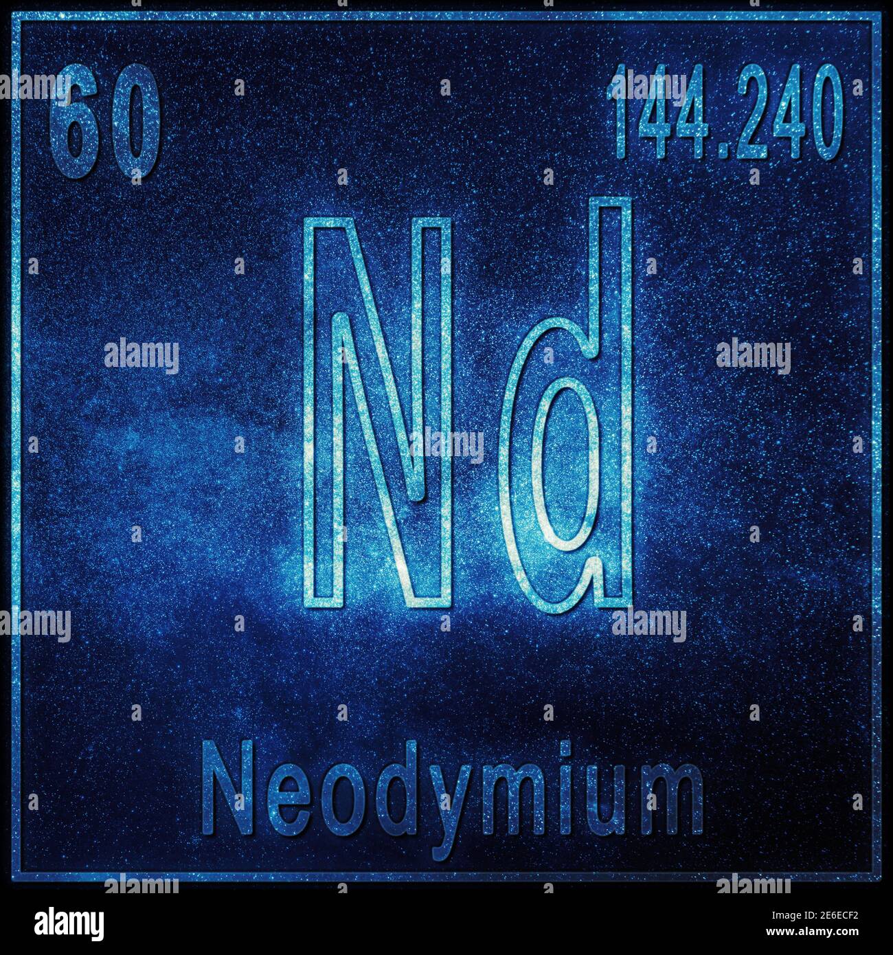 Neodymium chemical element, Sign with atomic number and atomic weight ...