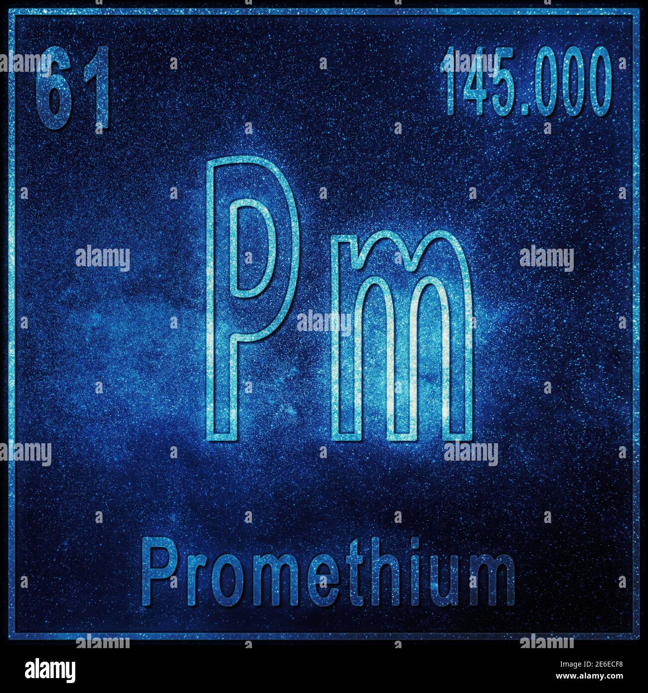Promethium chemical element, Sign with atomic number and atomic weight ...