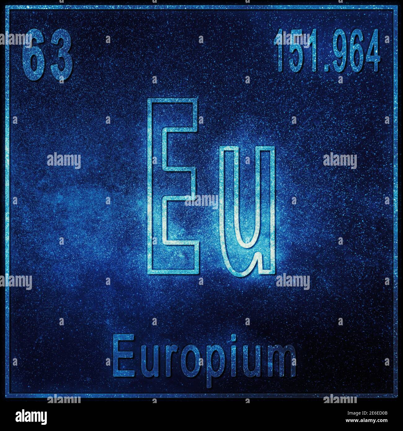 Europium chemical element, Sign with atomic number and atomic weight ...
