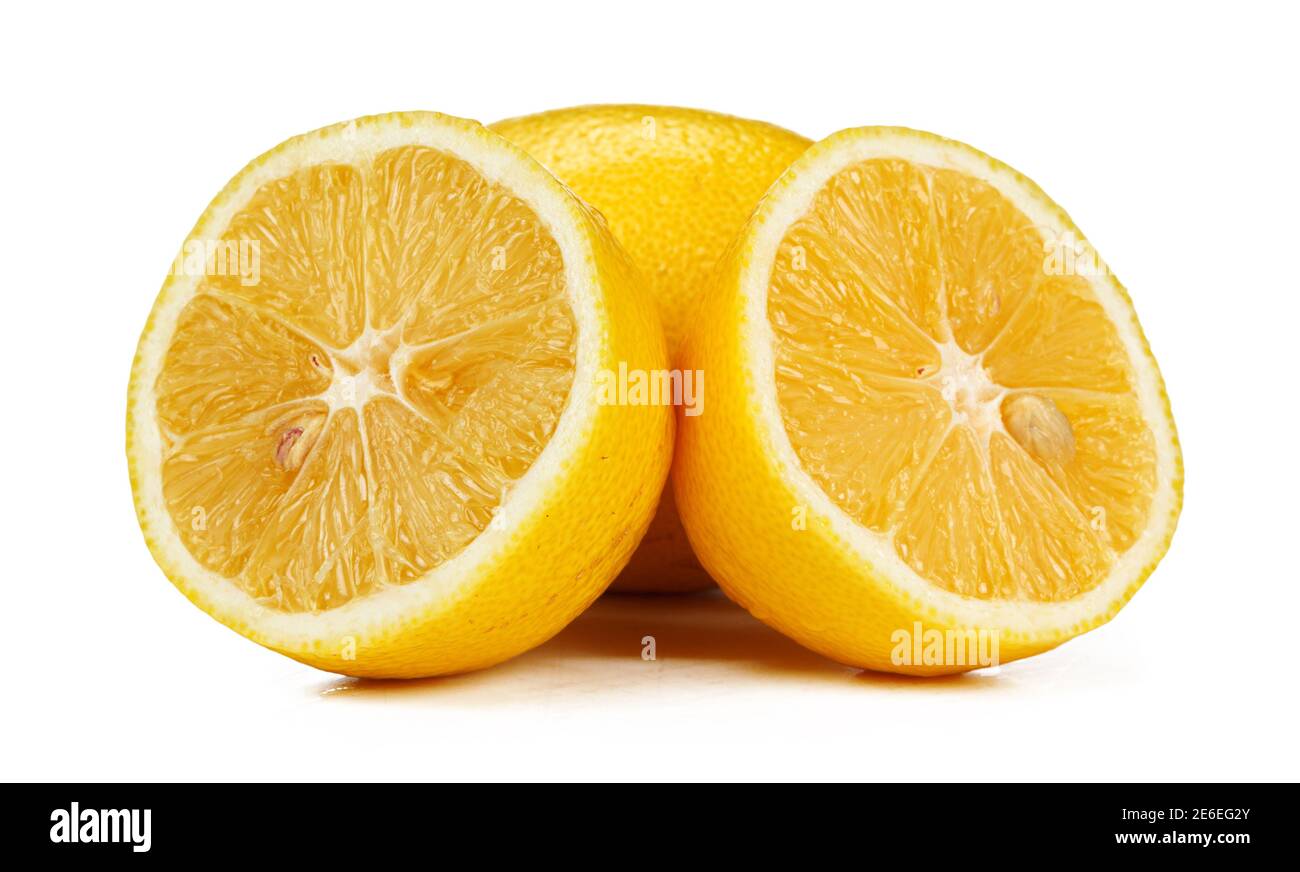 Chopped lemon fruit isolated on white background Stock Photo - Alamy