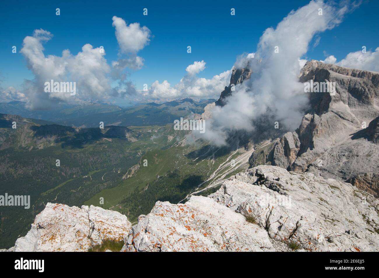 Summer view of Cima Rosetta in the dolomites group of Pale di San ...