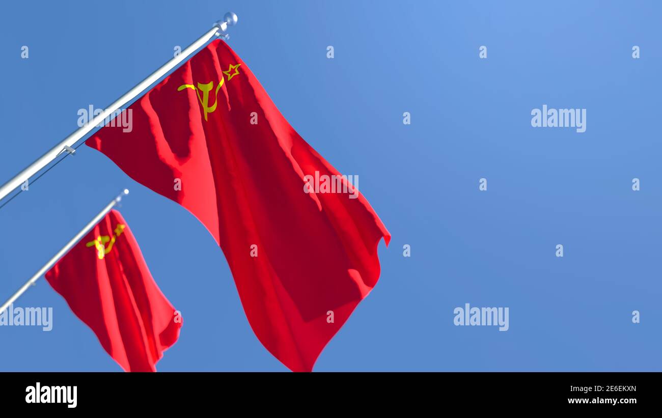 3D rendering of the national flag of USSR waving in the wind Stock ...
