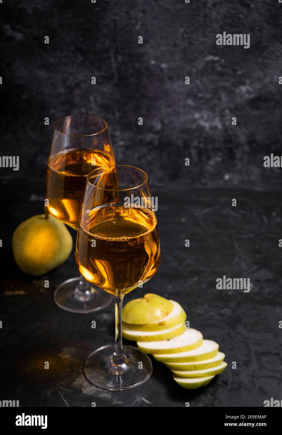 amber or orange wine made from white grapes. in a tall wine glass ...