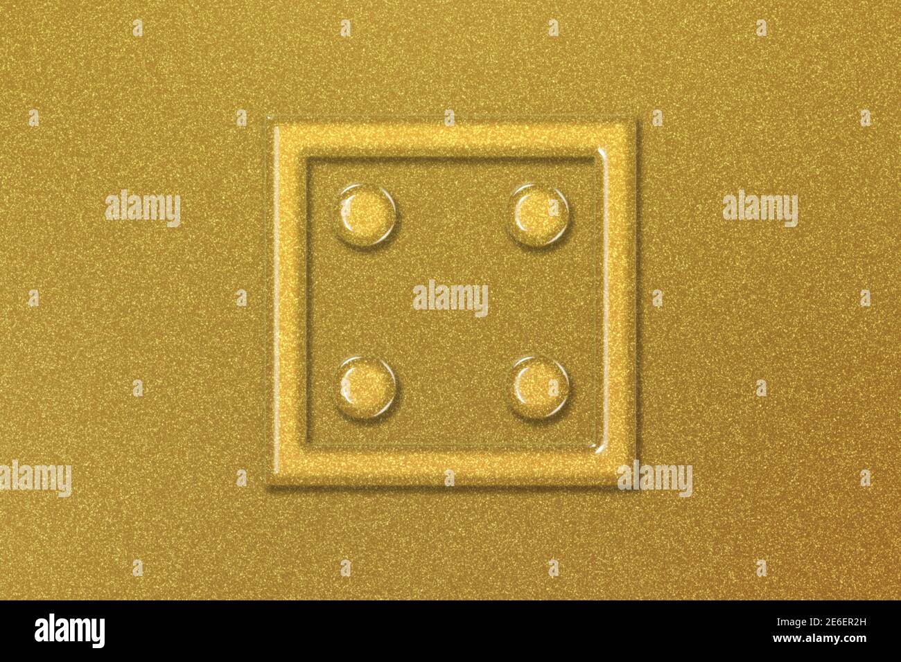 Dice Four at top, Die Symbol, gold background Stock Photo - Alamy