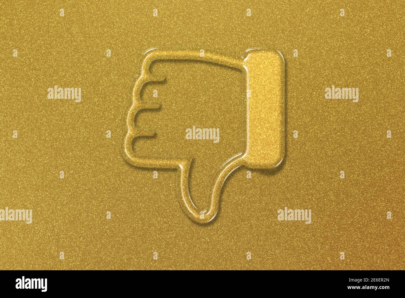 Dislike hand symbol, thumbs down sign symbol, gold background Stock ...