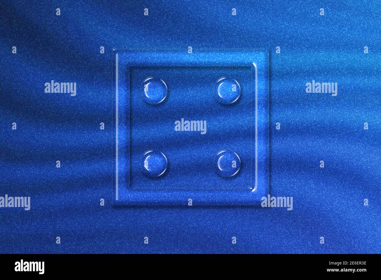 Dice Four at top, Die Symbol, blue glitter background Stock Photo - Alamy