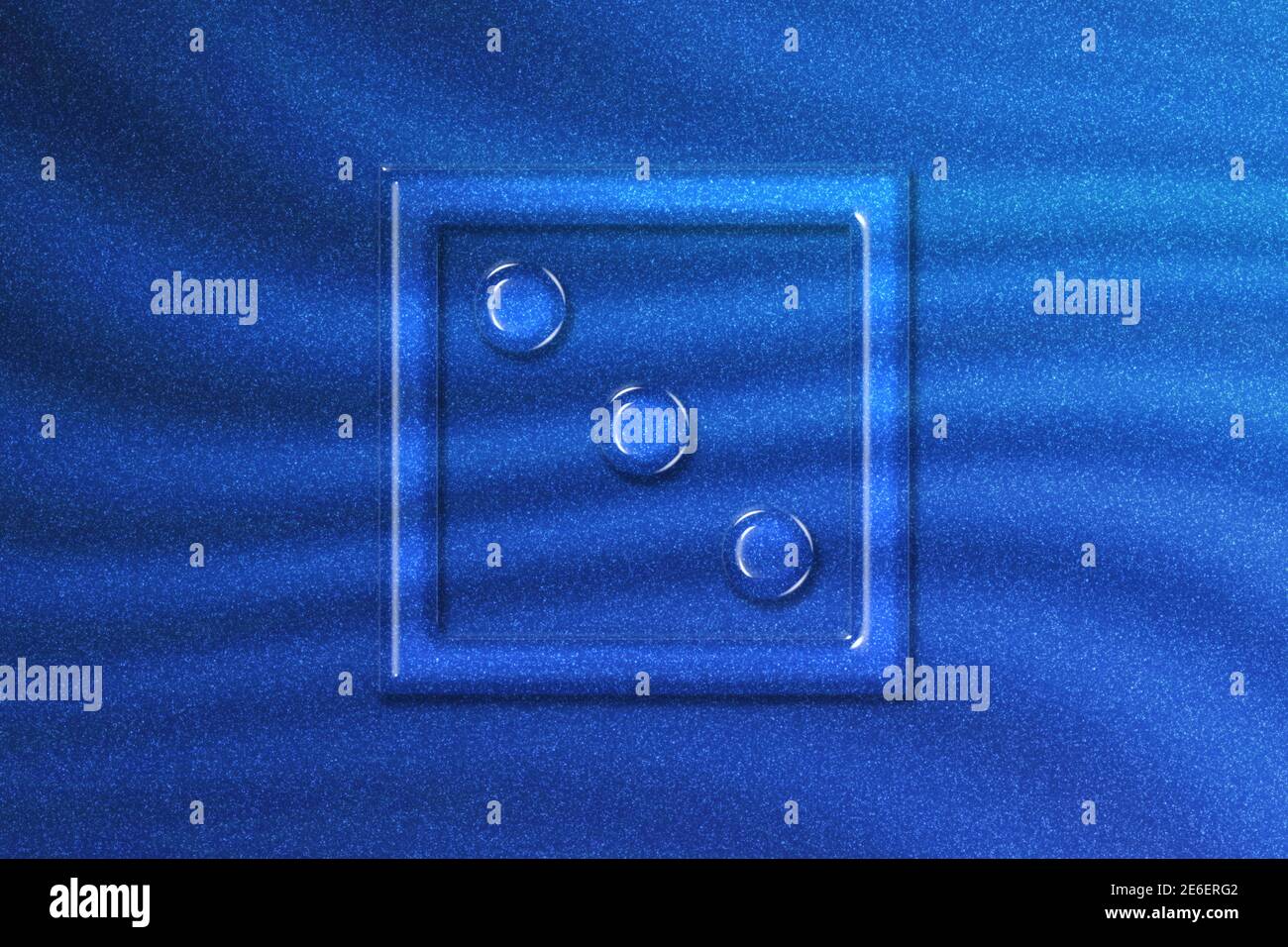 Dice Three at top, Die Symbol, blue glitter background Stock Photo - Alamy