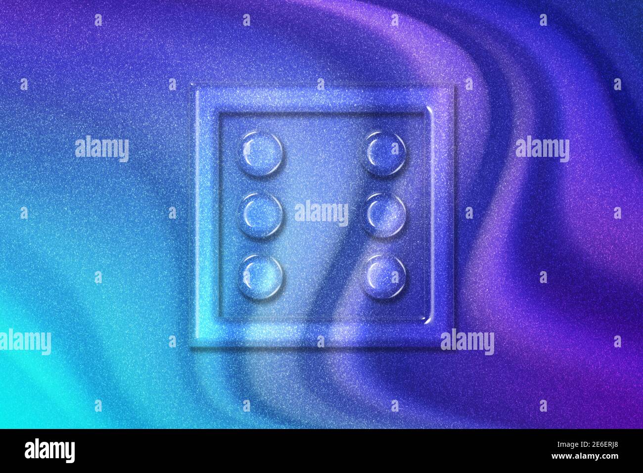Dice Six at top, Die Symbol, violet violet blue background Stock Photo ...