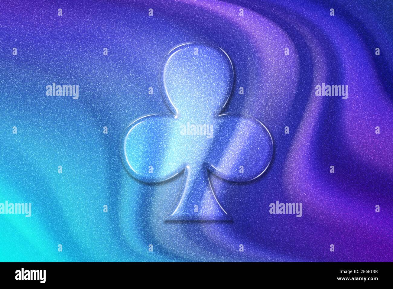 Club card symbol, playing cards symbol, violet violet blue background ...