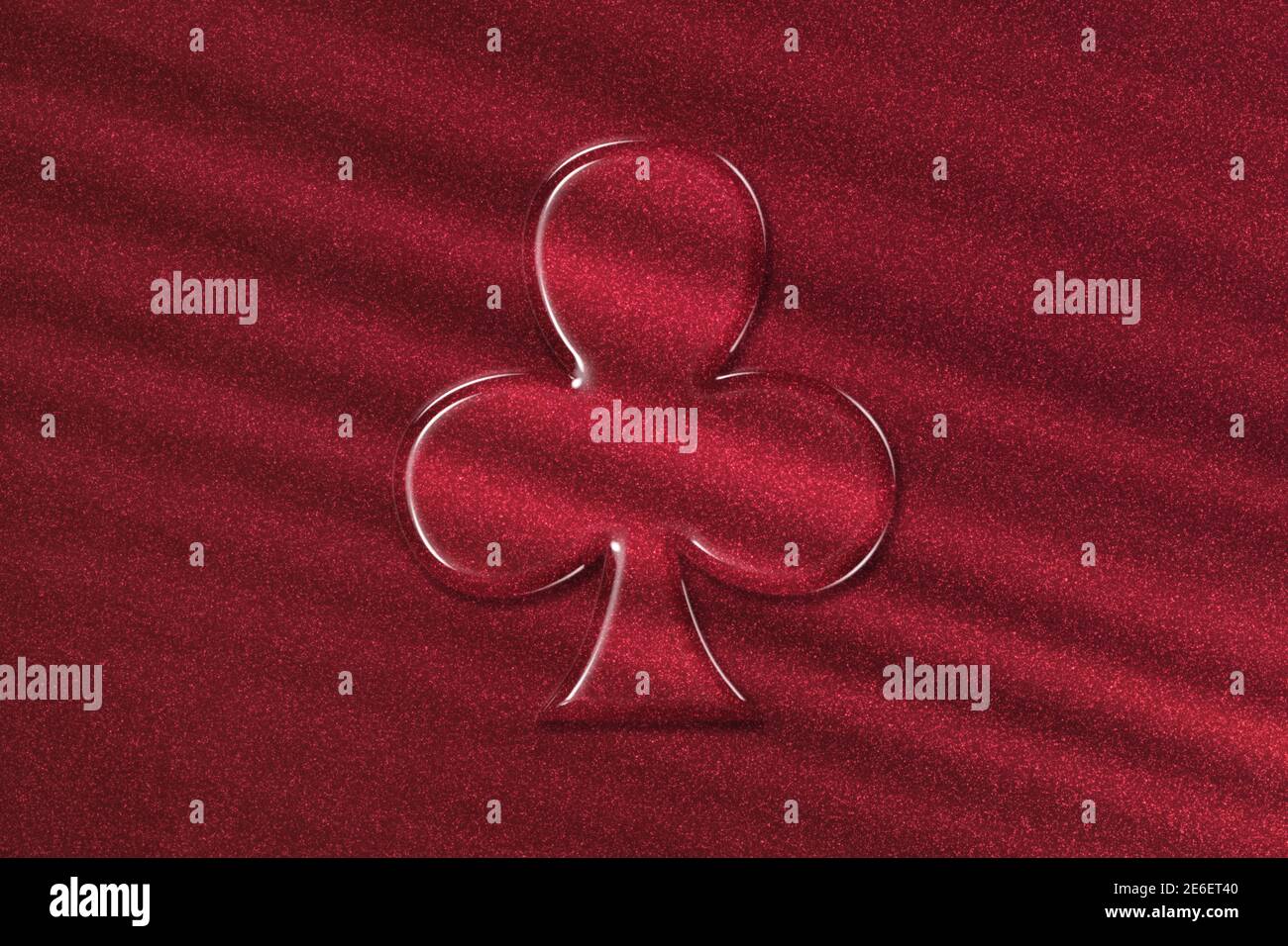 Club card symbol, playing cards symbol, red background Stock Photo - Alamy