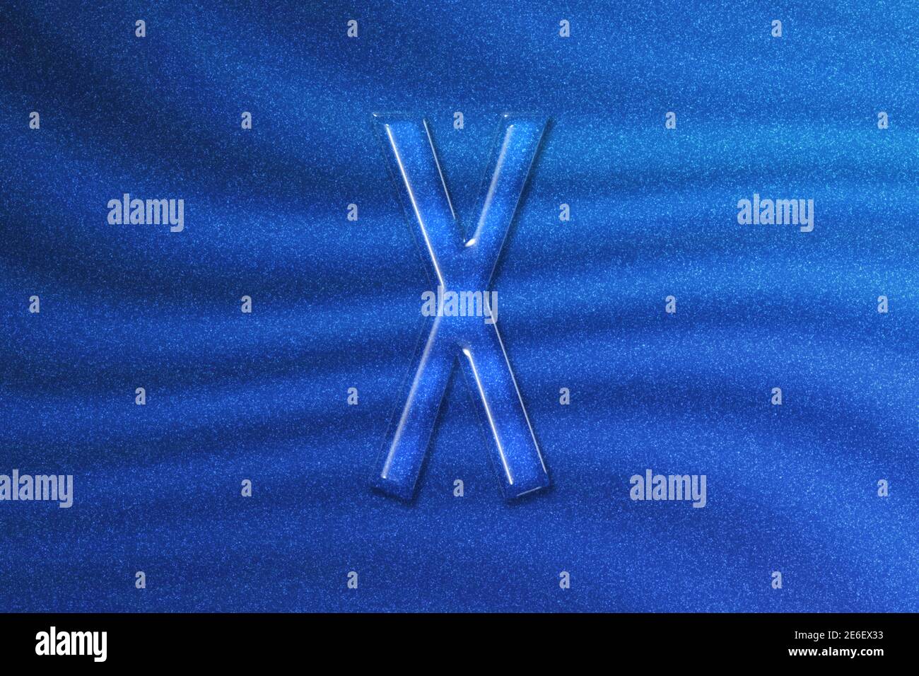 Chi sign. Chi letter, Greek alphabet Symbol, blue glitter background ...