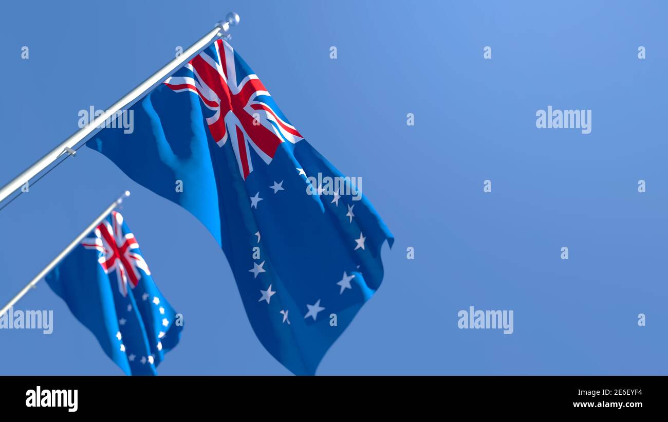 3D rendering of the national flag of Cook Islands waving in the wind ...