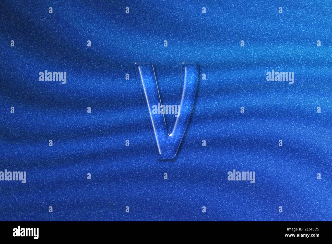 Nu sign. Nu letter, Greek alphabet Symbol, blue glitter background ...