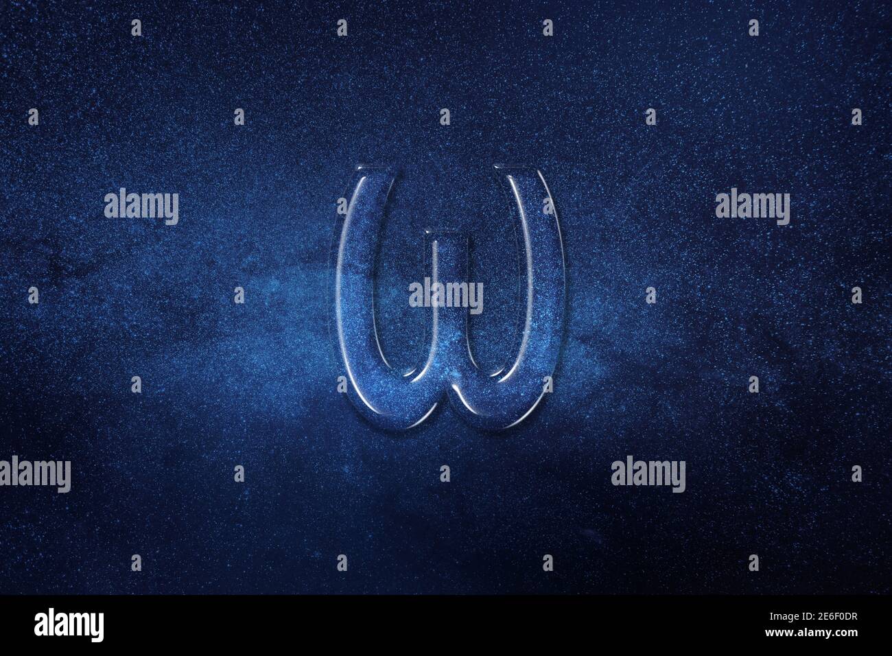 Omega sign. Omega letter, Greek alphabet Symbol, space background Stock ...