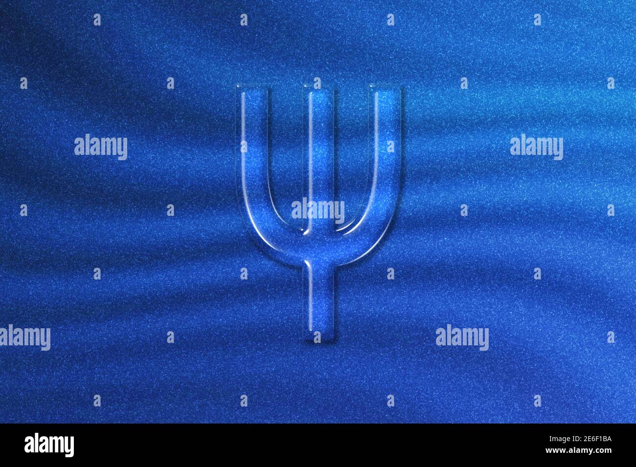 Psi sign. Psi letter, Greek alphabet Symbol, blue glitter background ...