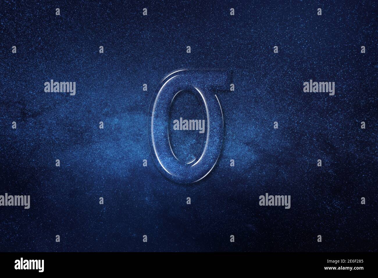 Sigma sign. Sigma letter, Greek alphabet Symbol, space background Stock ...