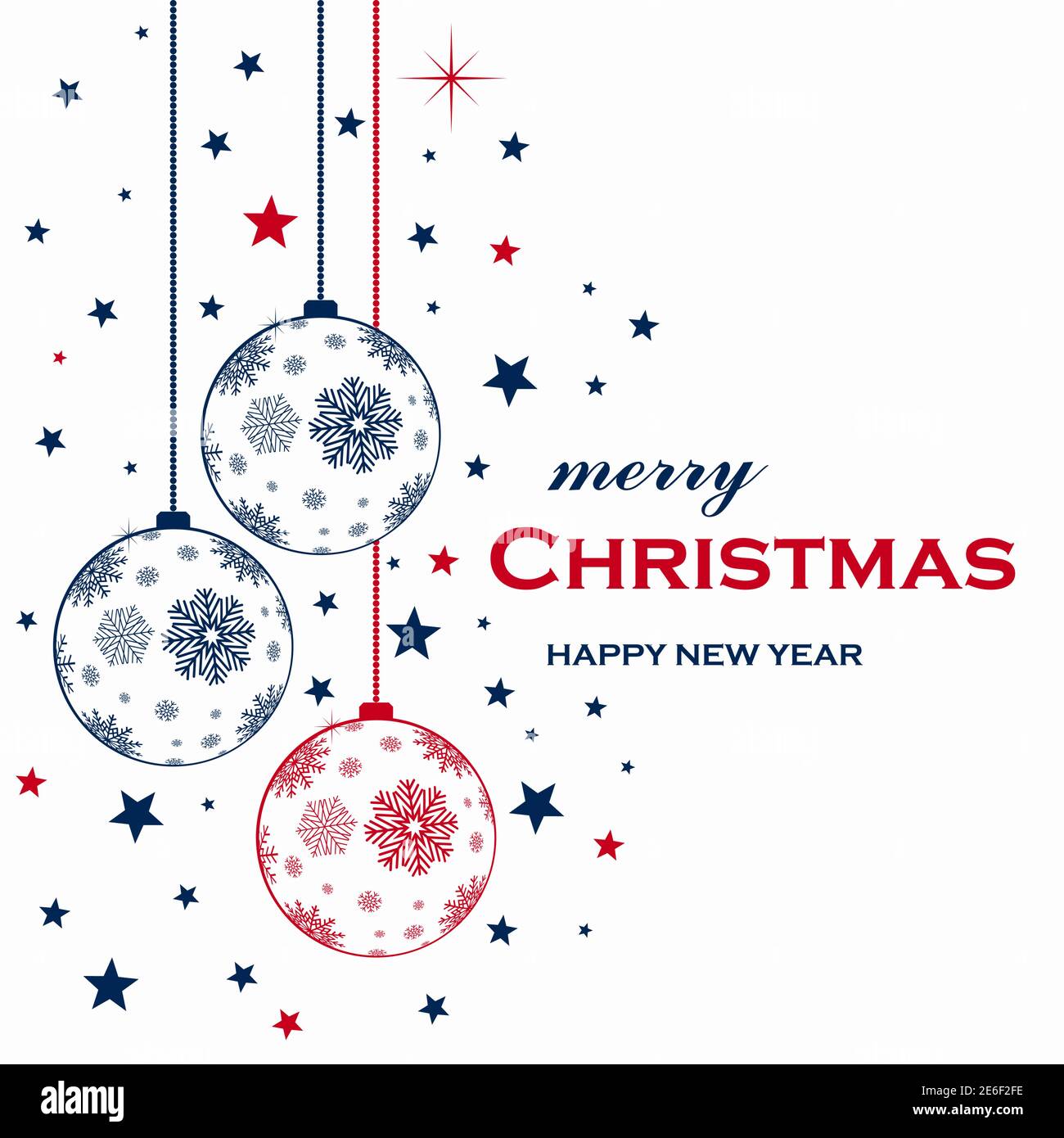 Christmas baubles vector with snowflakes and greetings on white ...