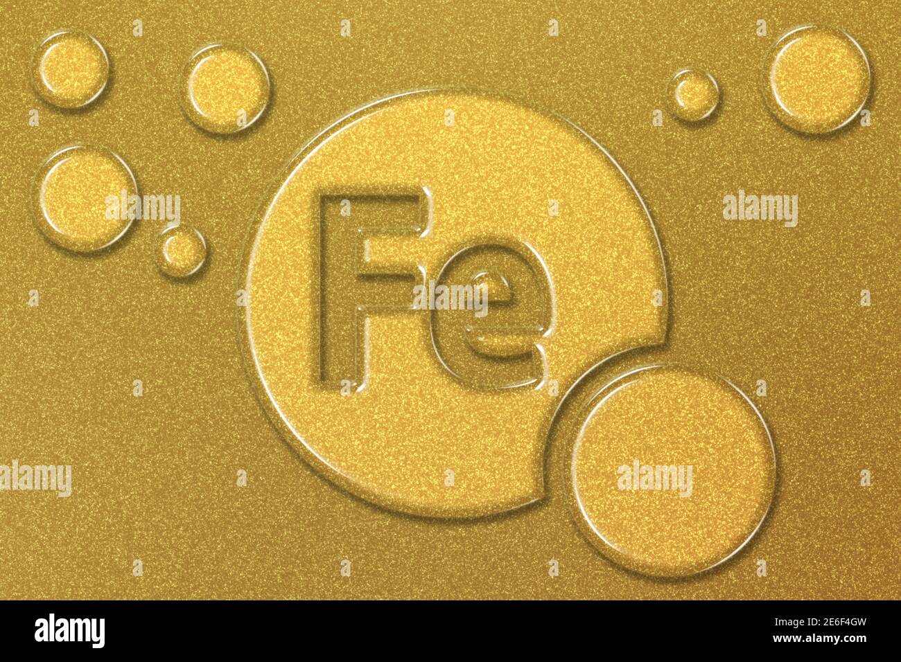 Element Fe Iron, Mineral Vitamin complex dietary supplement, gold ...