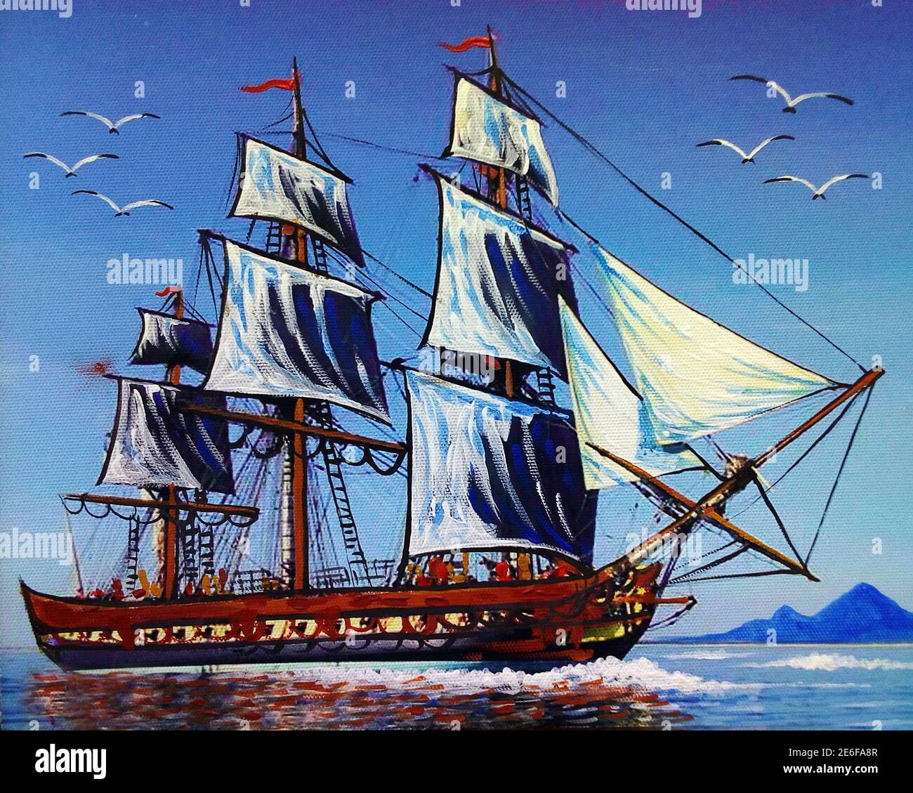 Art ,painting, Acrylic color, barque , sailboat Stock Photo - Alamy