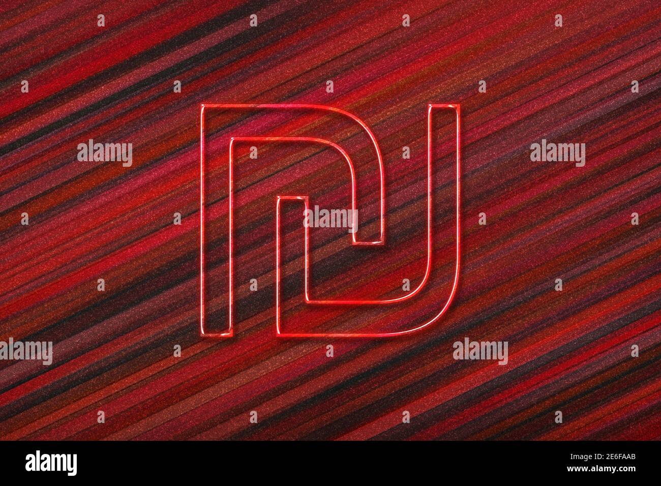 Israeli Shekel, ILS Shekel currency, Monetary currency symbol, red ...