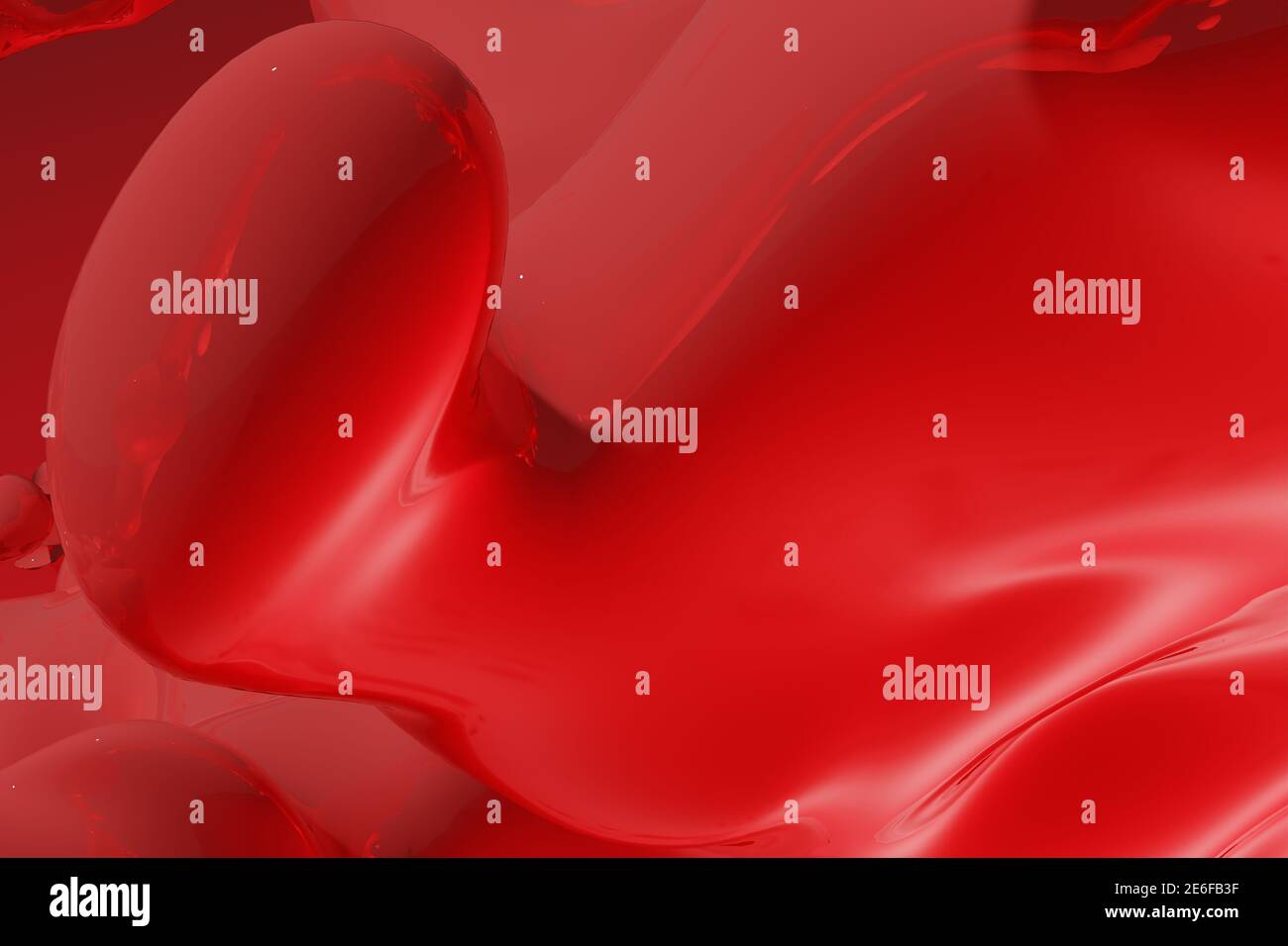 Abstract red liquid drops splashing on a white background ...