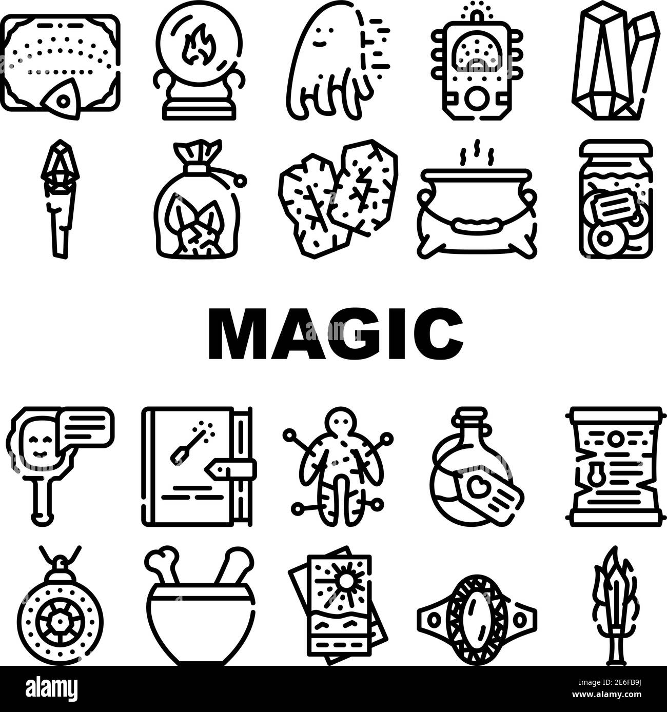 Magic Mystery Objects Collection Icons Set Vector Stock Vector Image ...
