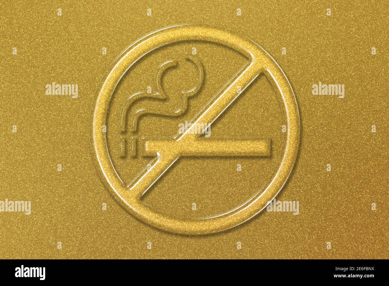 No smoking sign, No smoke Symbol, gold background Stock Photo - Alamy
