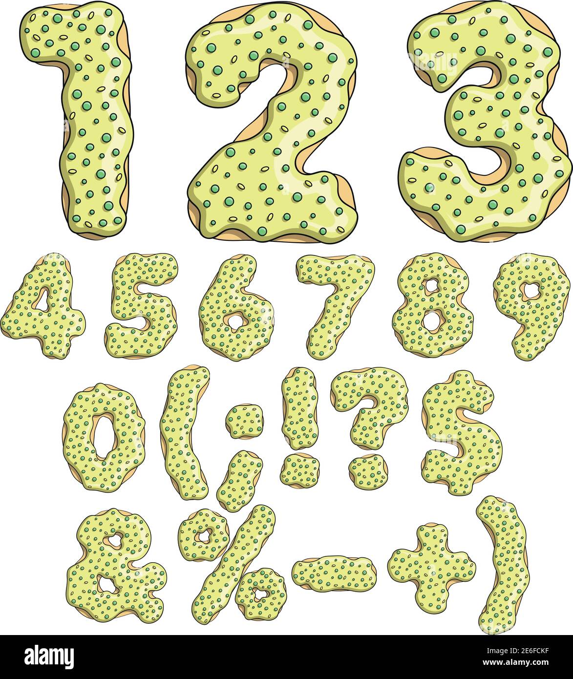Donut font, tasty typeface. Isolated objects on a white background ...