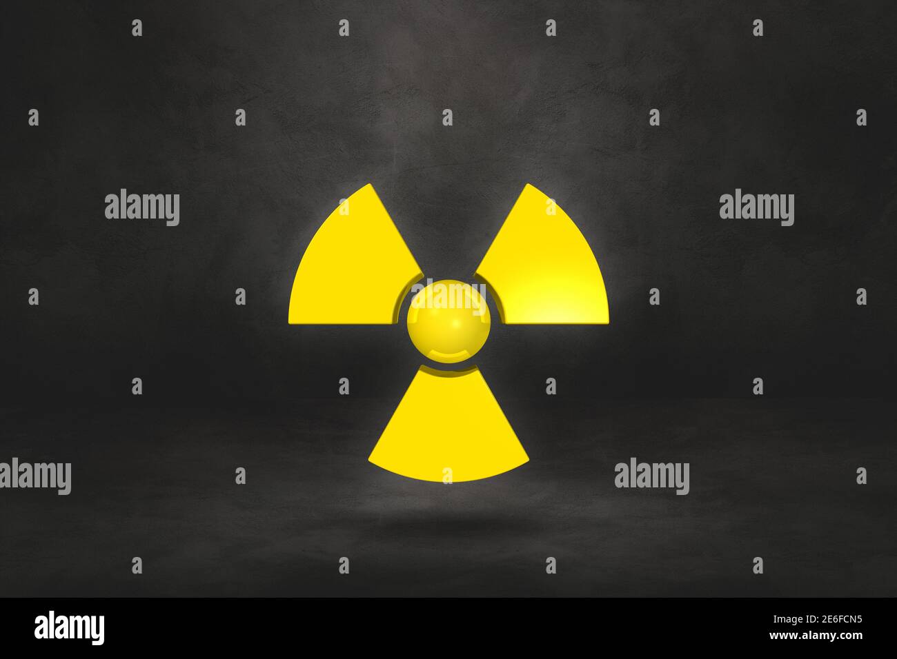 Radioactive symbol isolated on a black studio background. 3D ...
