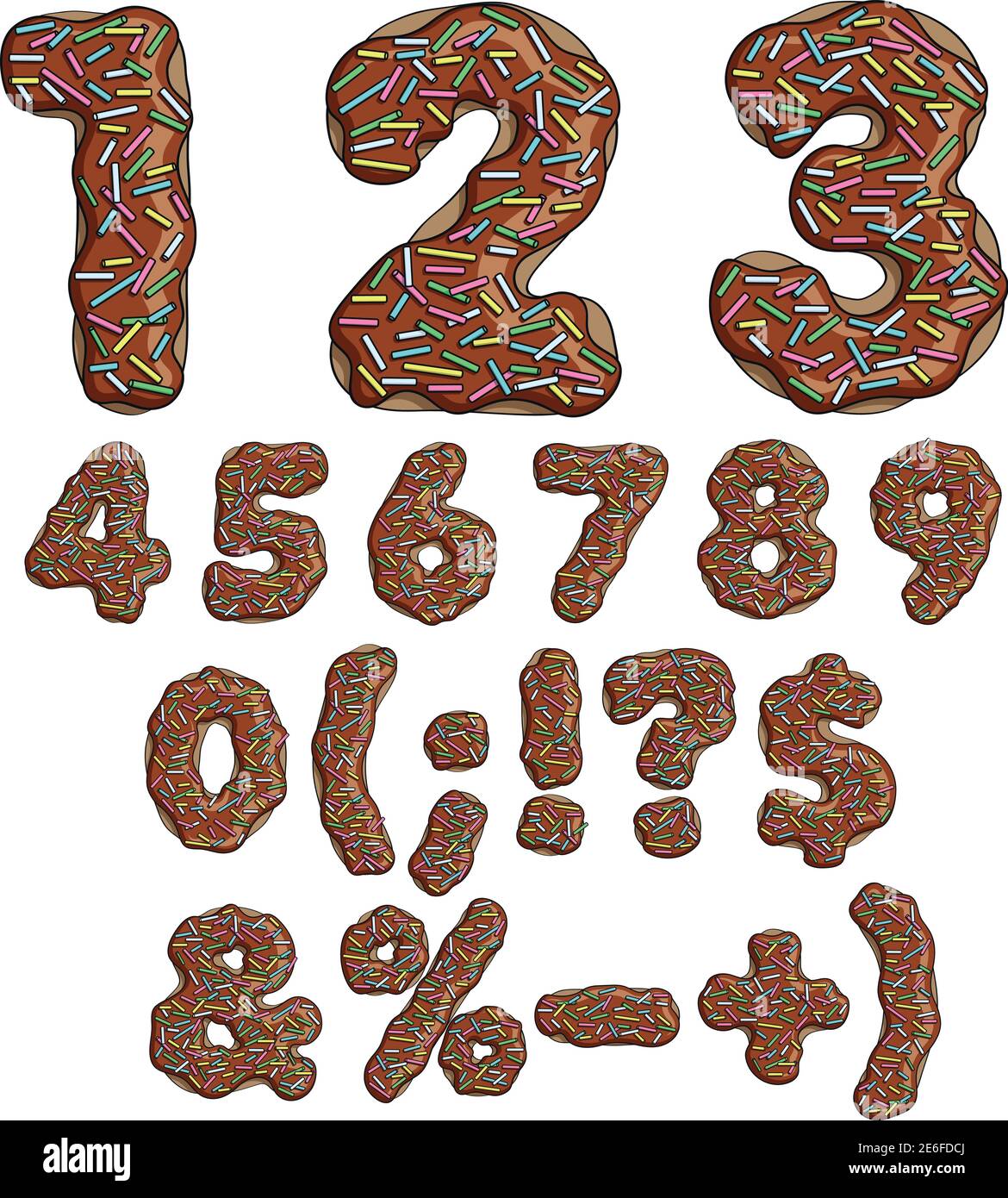 Donut font, tasty typeface. Isolated objects on a white background ...