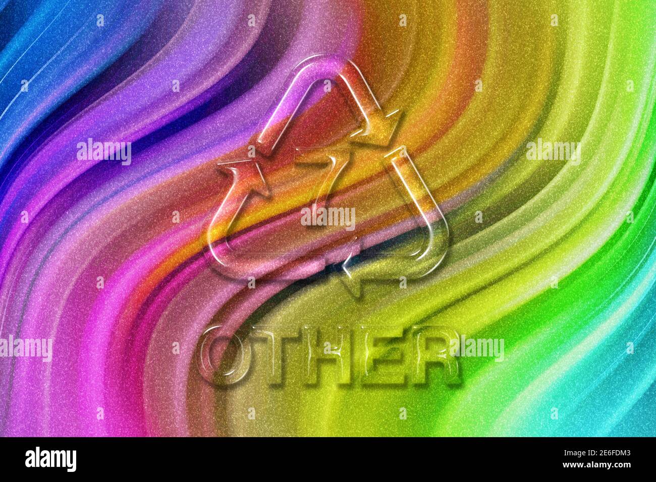 OTHER, Plastic recycling symbol OTHER 7, rainbow glitter background ...