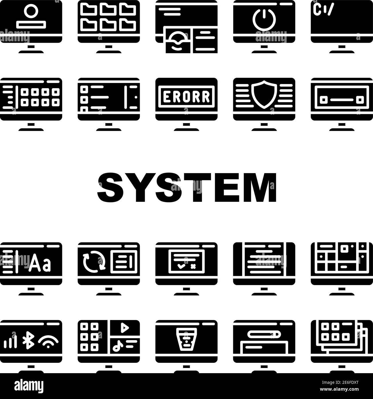 Operating System Pc Collection Icons Set Vector Stock Vector Image