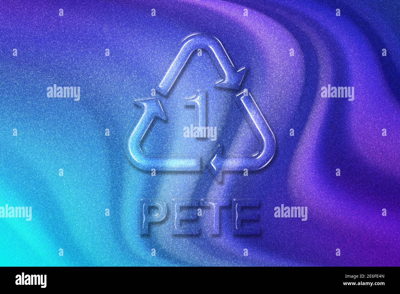 PETE, Plastic recycling symbol PET 1, violet violet blue background Stock Photo - Alamy