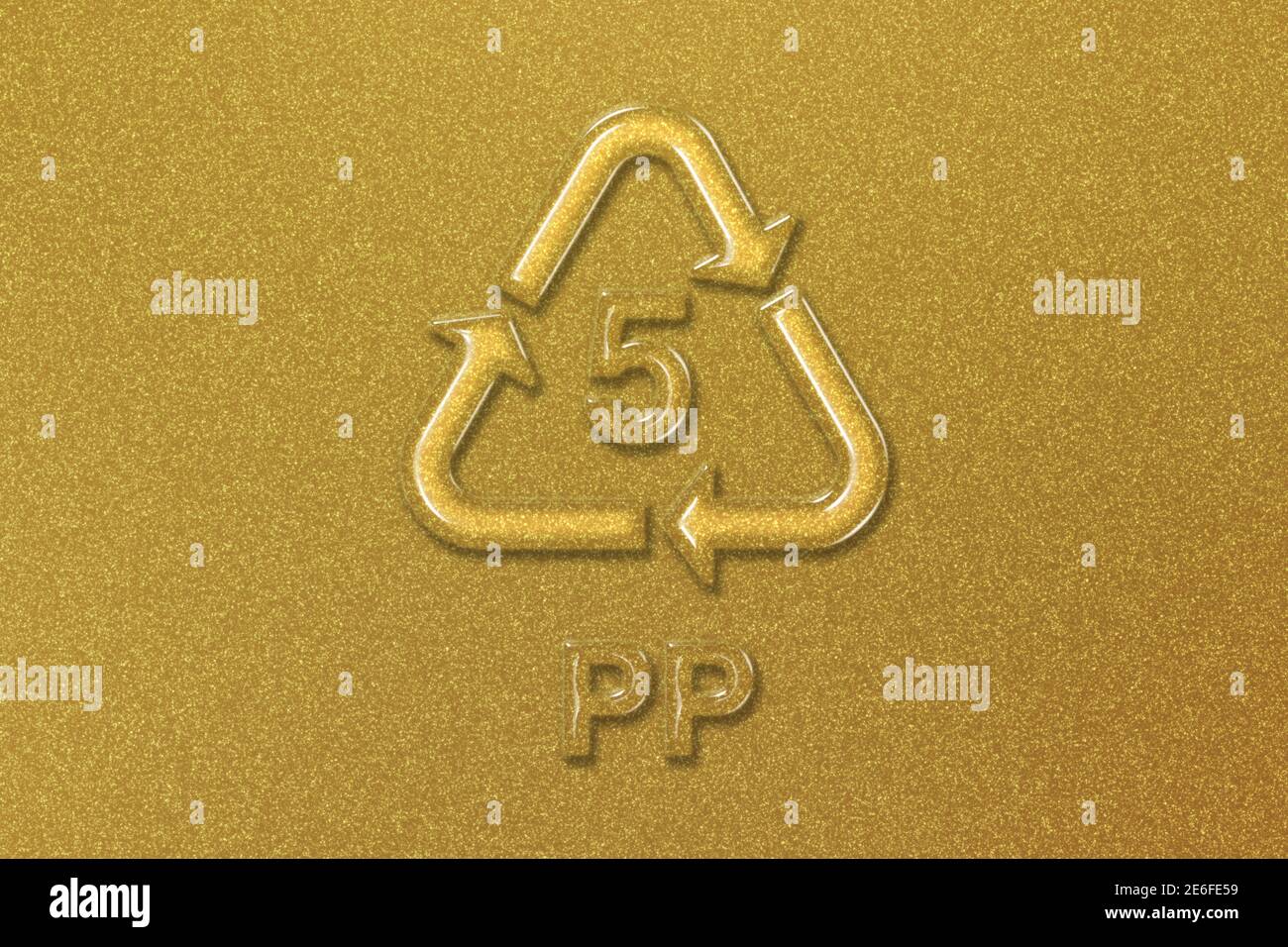 PP, Plastic recycling symbol PP 5, gold background Stock Photo - Alamy