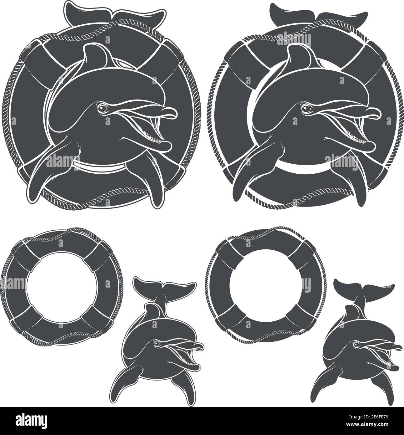Set of dolphin logo design element. Isolated vector objects on a white ...