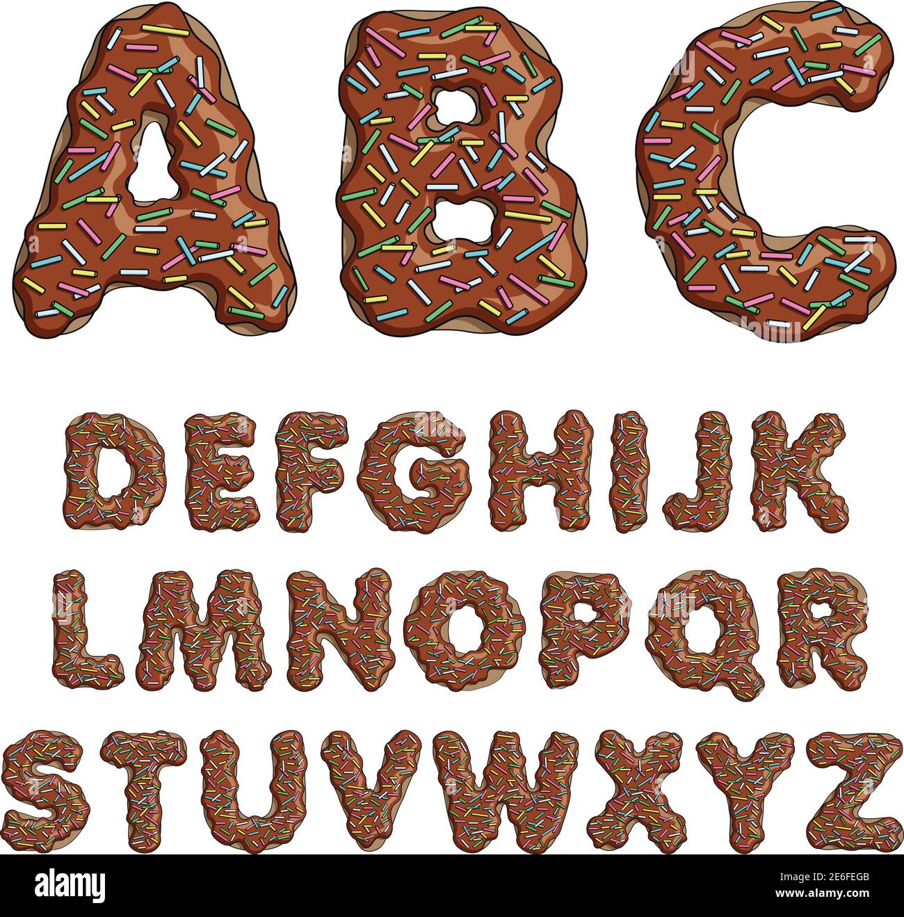 Donut font, tasty alphabets. Isolated objects on a white background ...