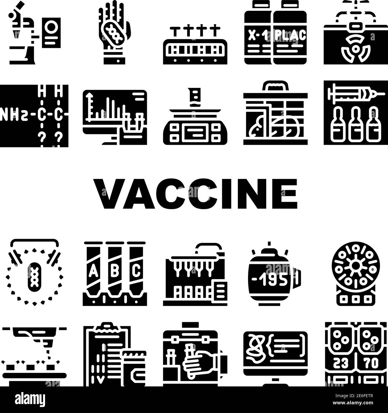 Vaccine Production Collection Icons Set Vector Flat Stock Vector Image ...