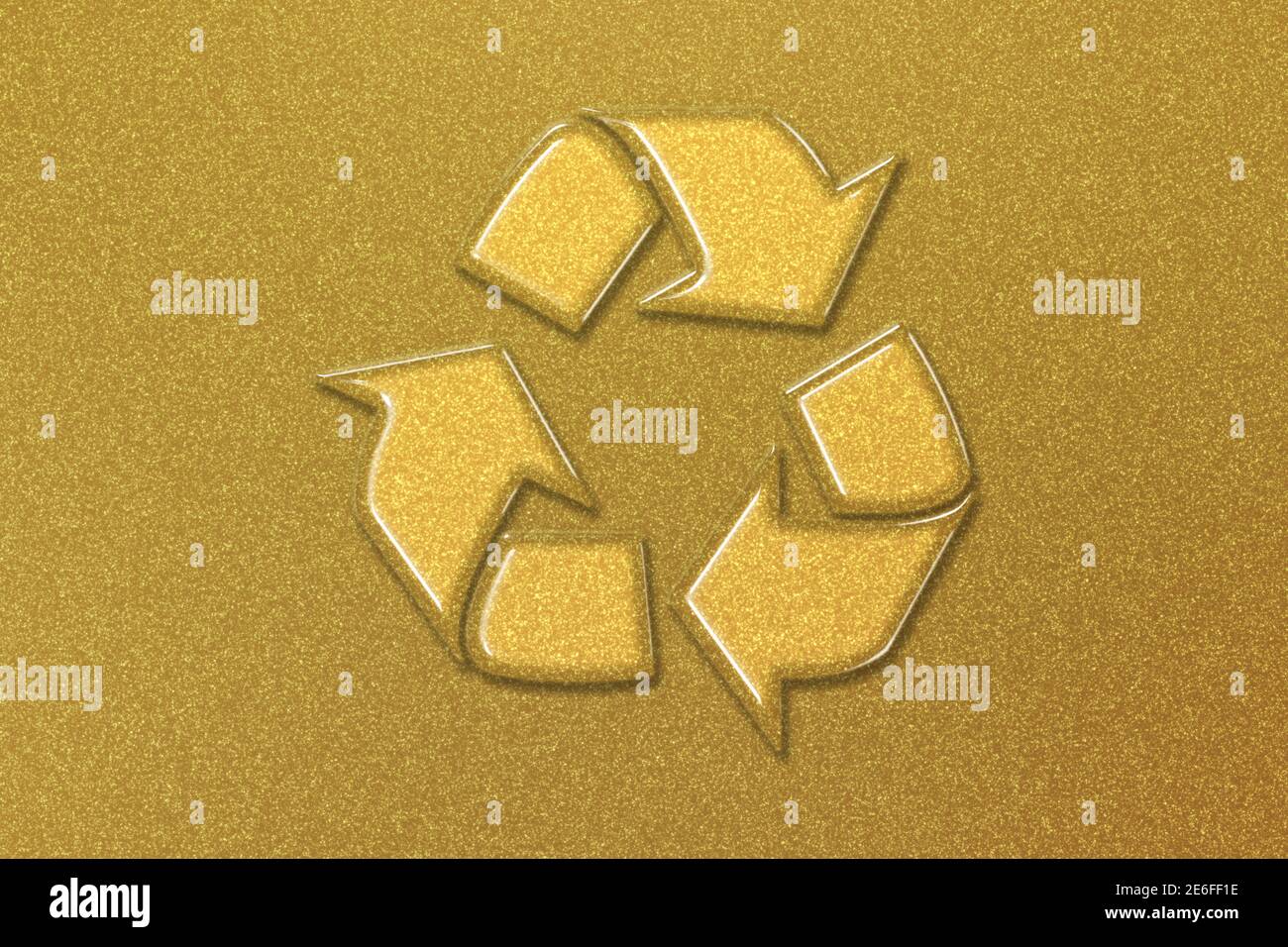 Recycle sign, recycle symbol, Concept of ecology and recycling, gold ...