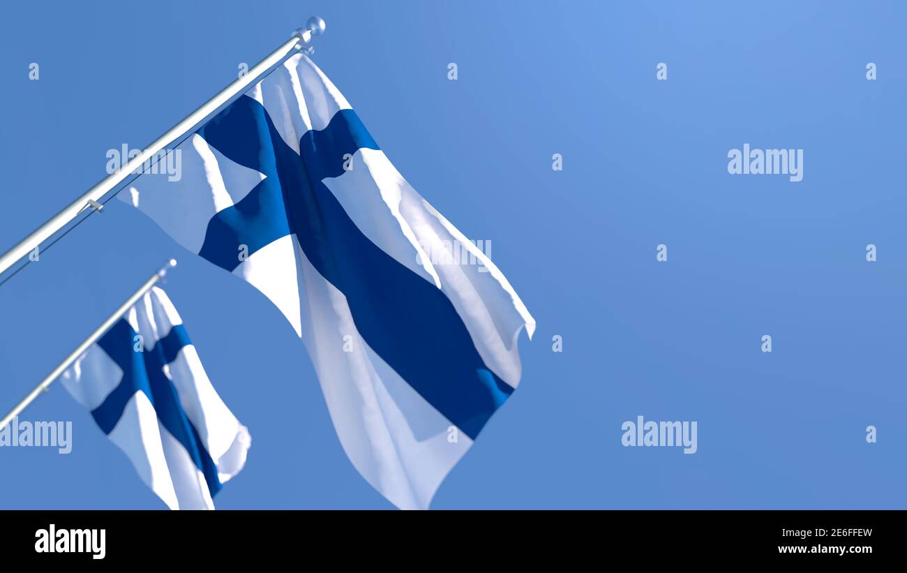 3D rendering of the national flag of Finland waving in the wind Stock ...