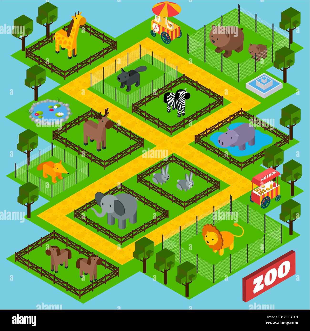 Zoo animals in cages Stock Vector Images - Alamy