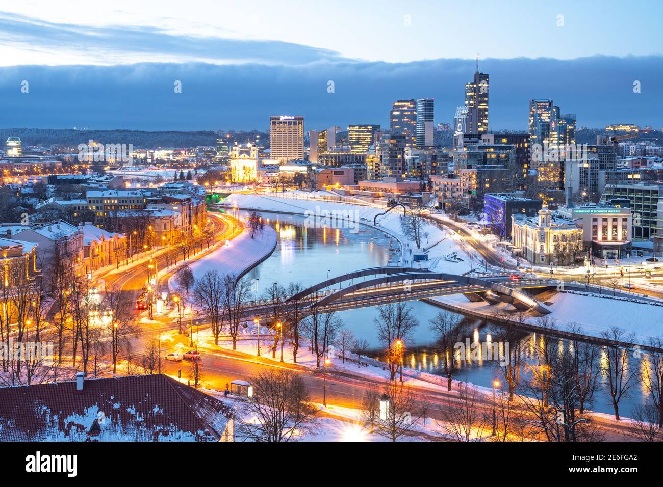 Vilnius, capital of Lithuania, beautiful scenic aerial panorama of ...