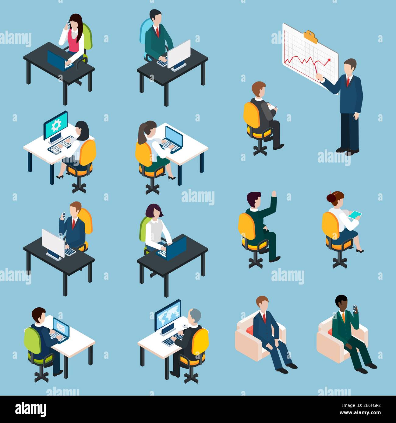 Business team members at work analyzing sharing presenting and ...