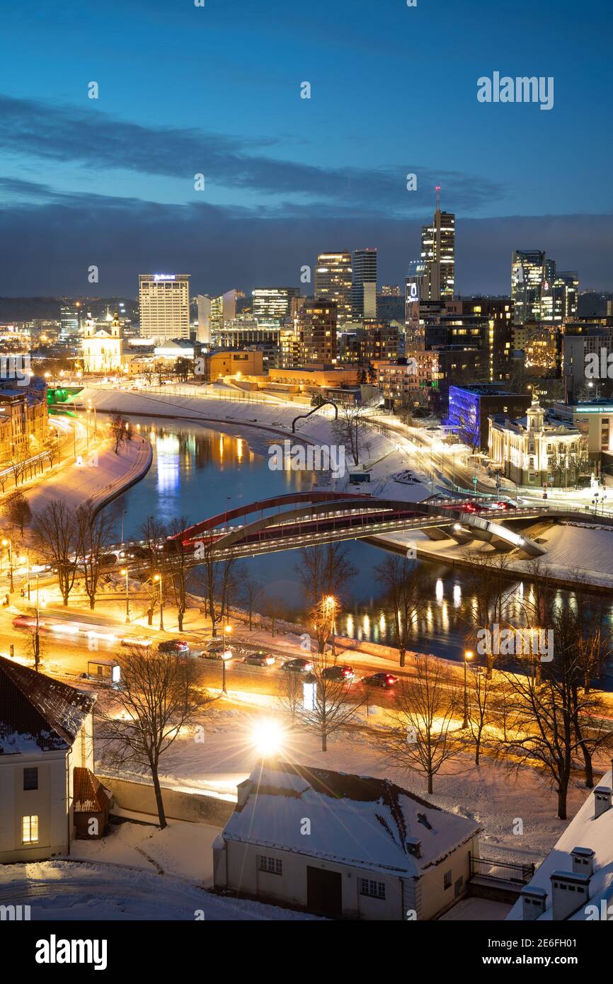 Vilnius, capital of Lithuania, beautiful scenic aerial panorama of ...