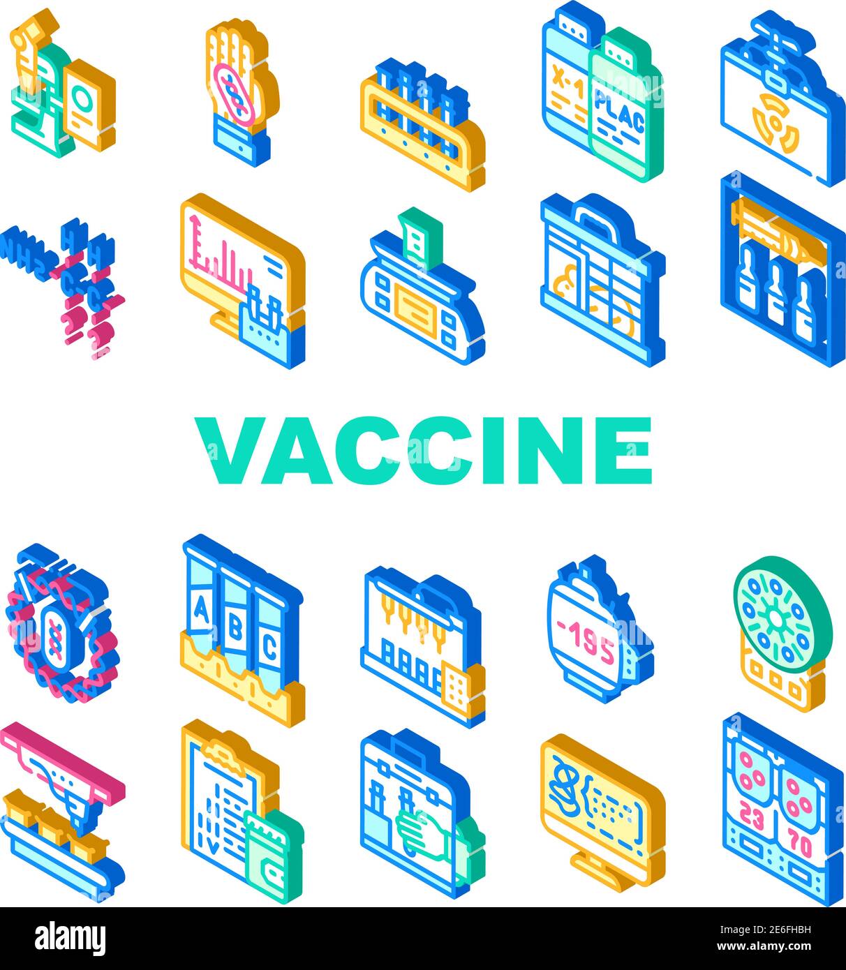 Vaccine Production Collection Icons Set Vector Flat Stock Vector Image ...