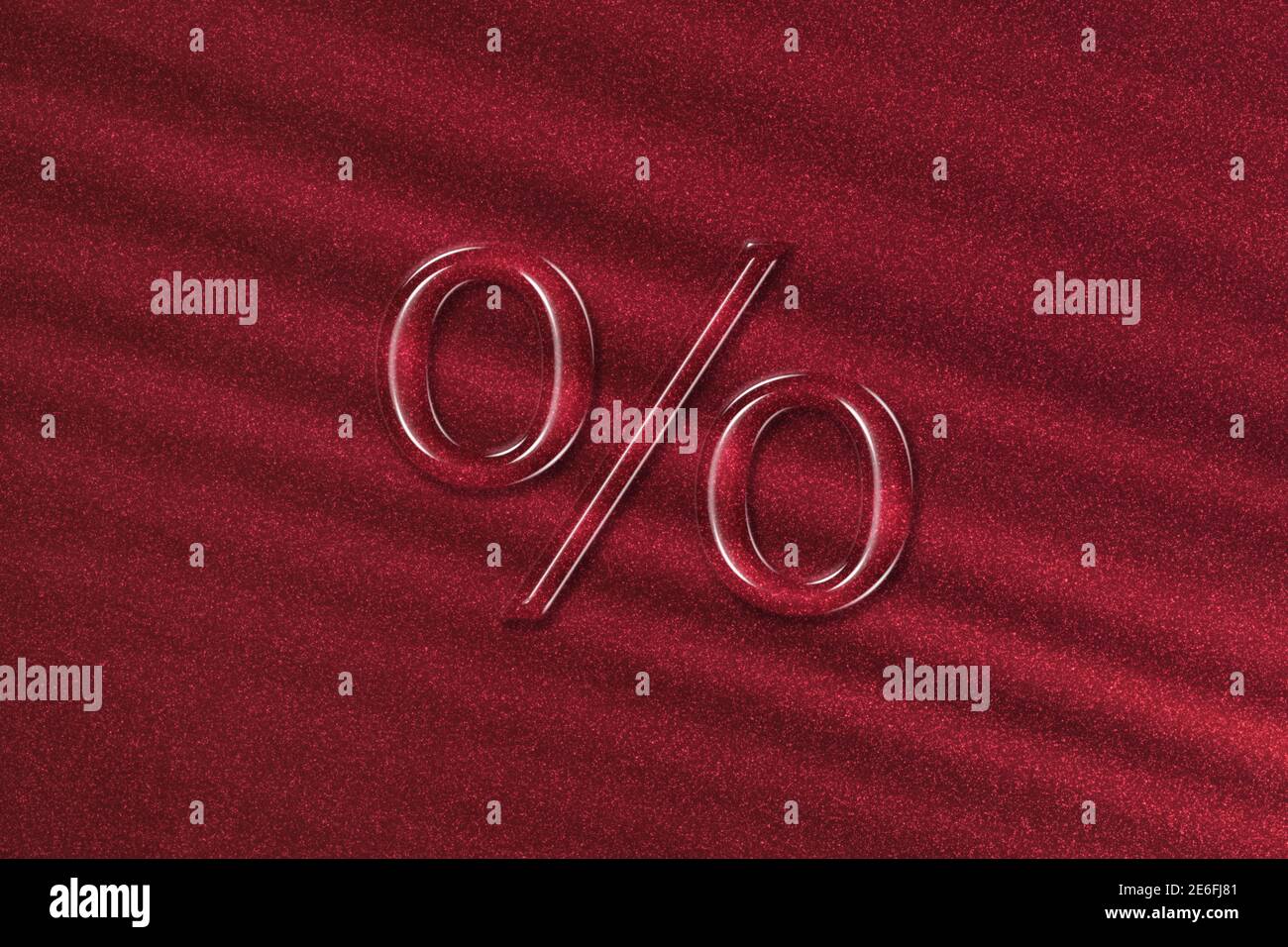 Percentage sign, Percent symbol, % element, red background Stock Photo ...